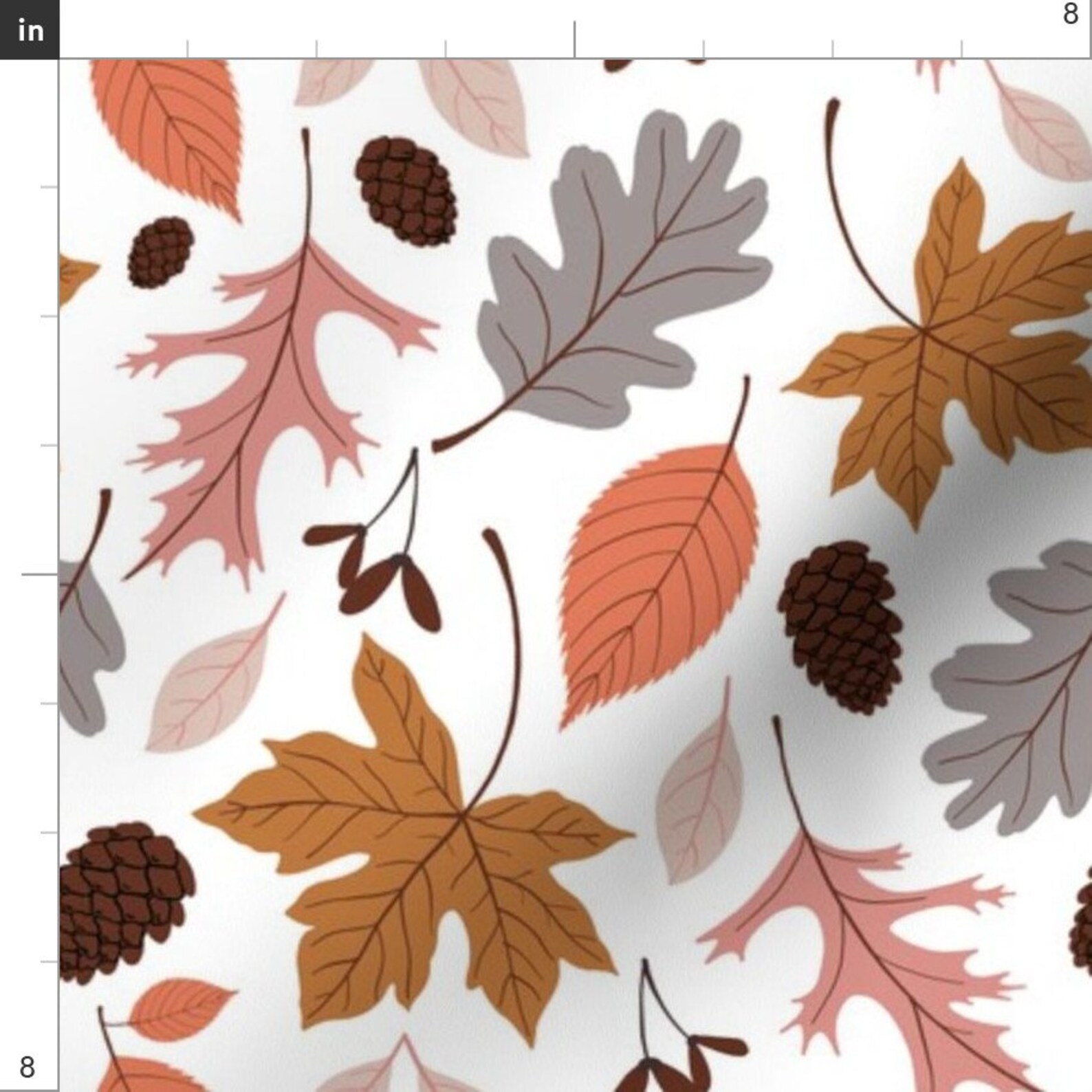 Autumn Leaves Fabric Fall Leaves on White by Heather | Etsy
