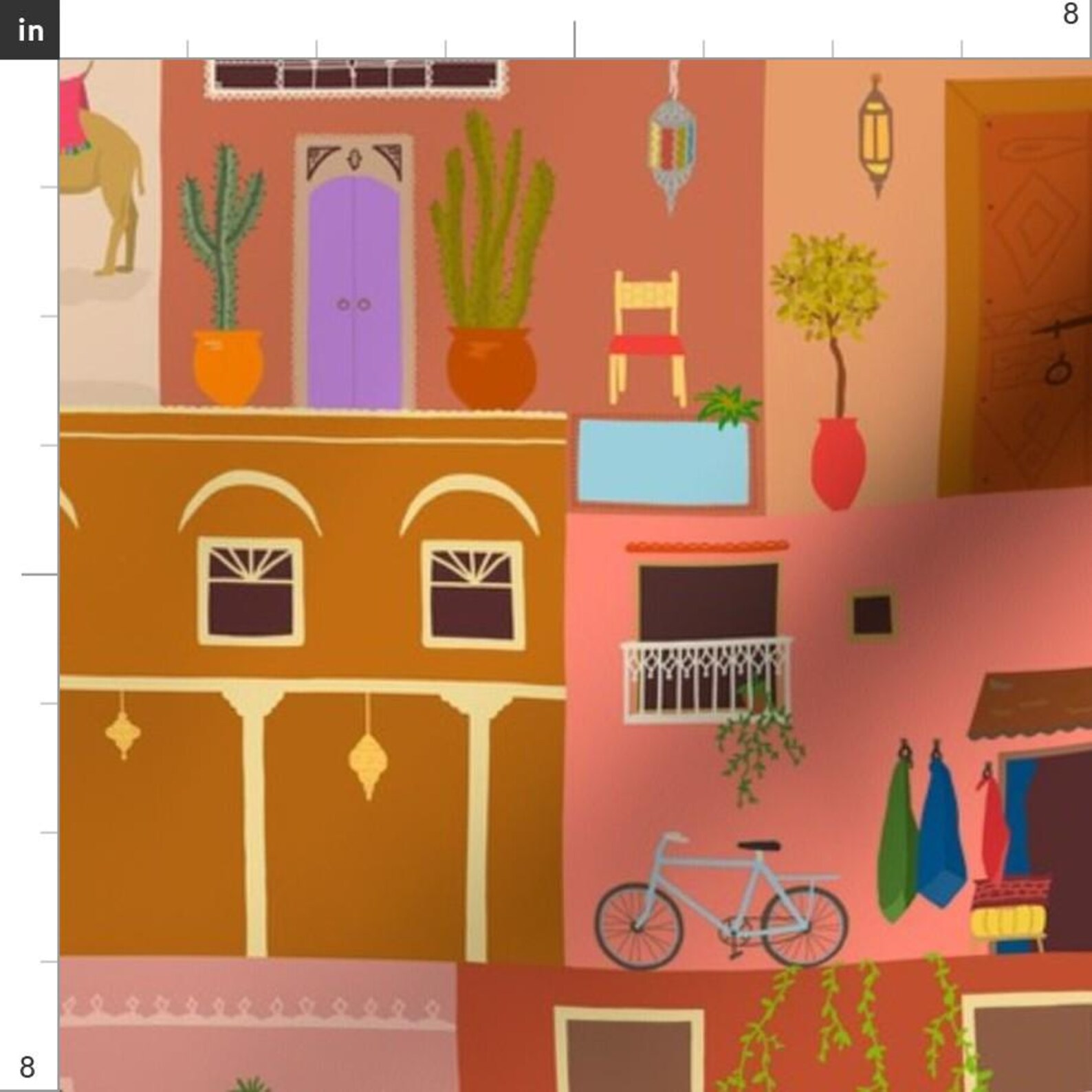 Marrakech Buildings Fabric - Marrakesh by Dasbrooklyn - Moroccan City ...