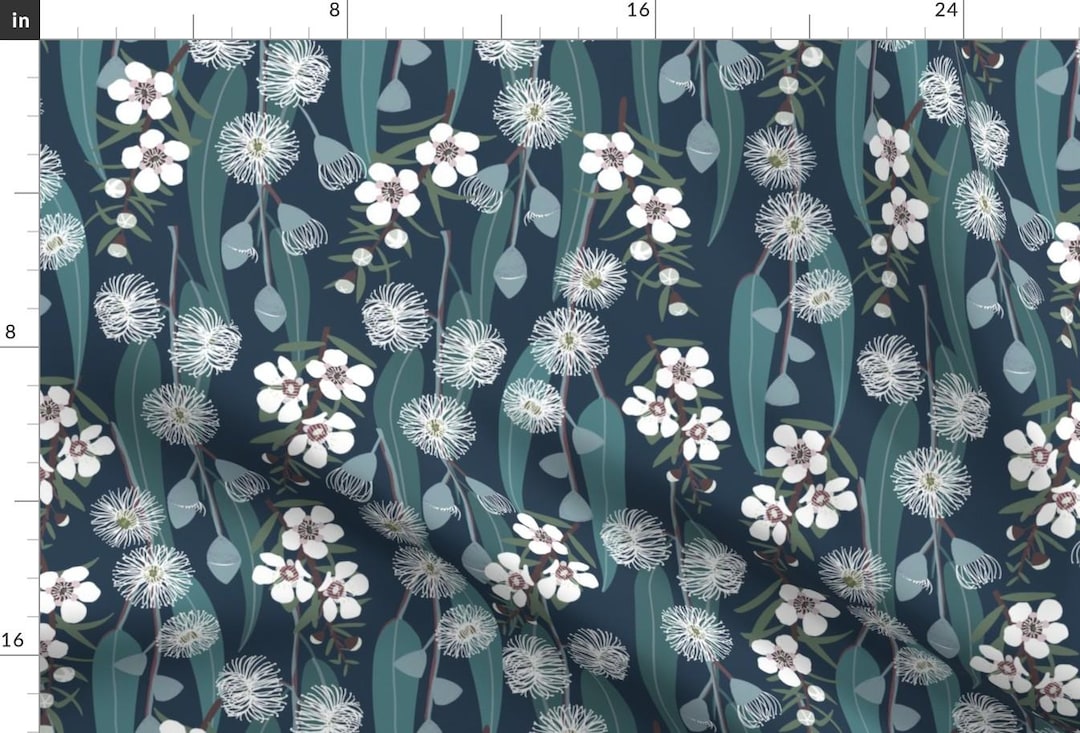 Eucalyptus Fabric - Eucalyptus and Tea Tree by Vicki Larner - Blue ...