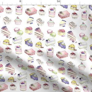 Watercolor Desserts Fabric - Sweet Tooth by Hikomari - Watercolor ...