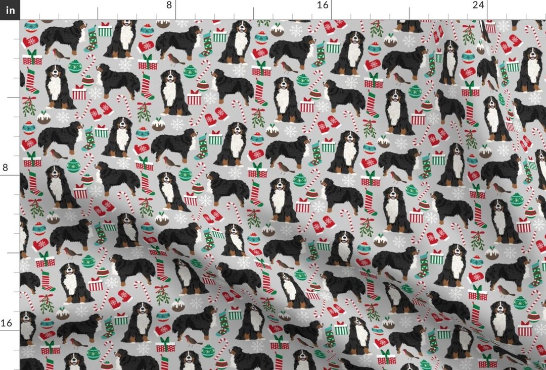 Christmas Dogs Fabric - Bernese Mountain Christmas Holiday Dog Design ...