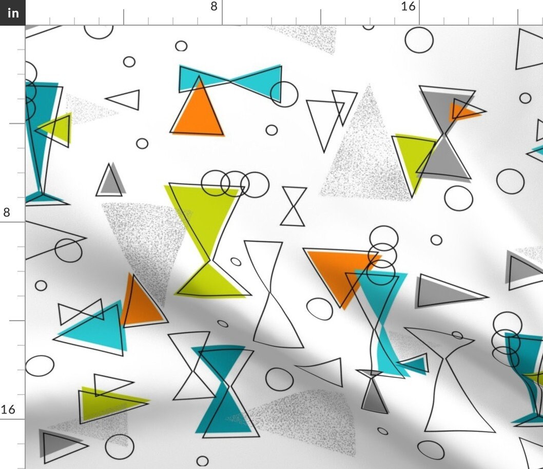 Retro Cocktail Decor Fabric Synergistic 1 by Tonyanewton | Etsy