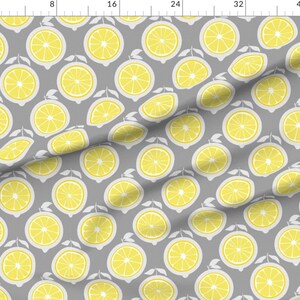Lemon Slice Fabric Julie's Yellow Lemon Grid M by - Etsy
