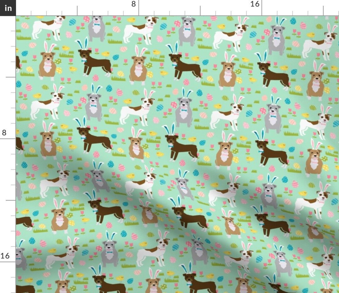 Easter Pitbull Fabric Pitbull Easter Cute Bunny Dogs Spring - Etsy