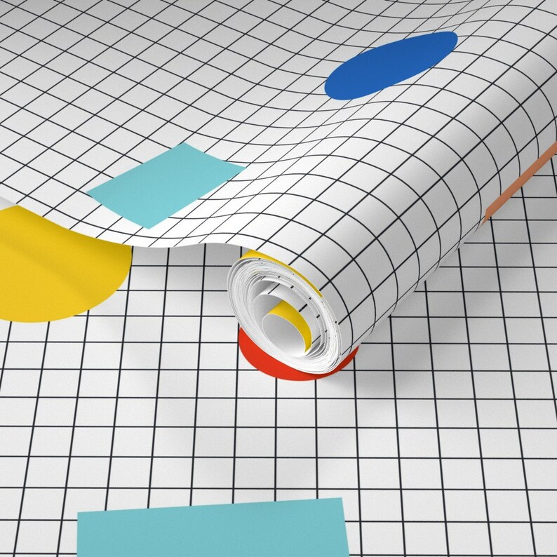 Retro Wallpaper Color Block Grid by Louisemargaret Retro - Etsy