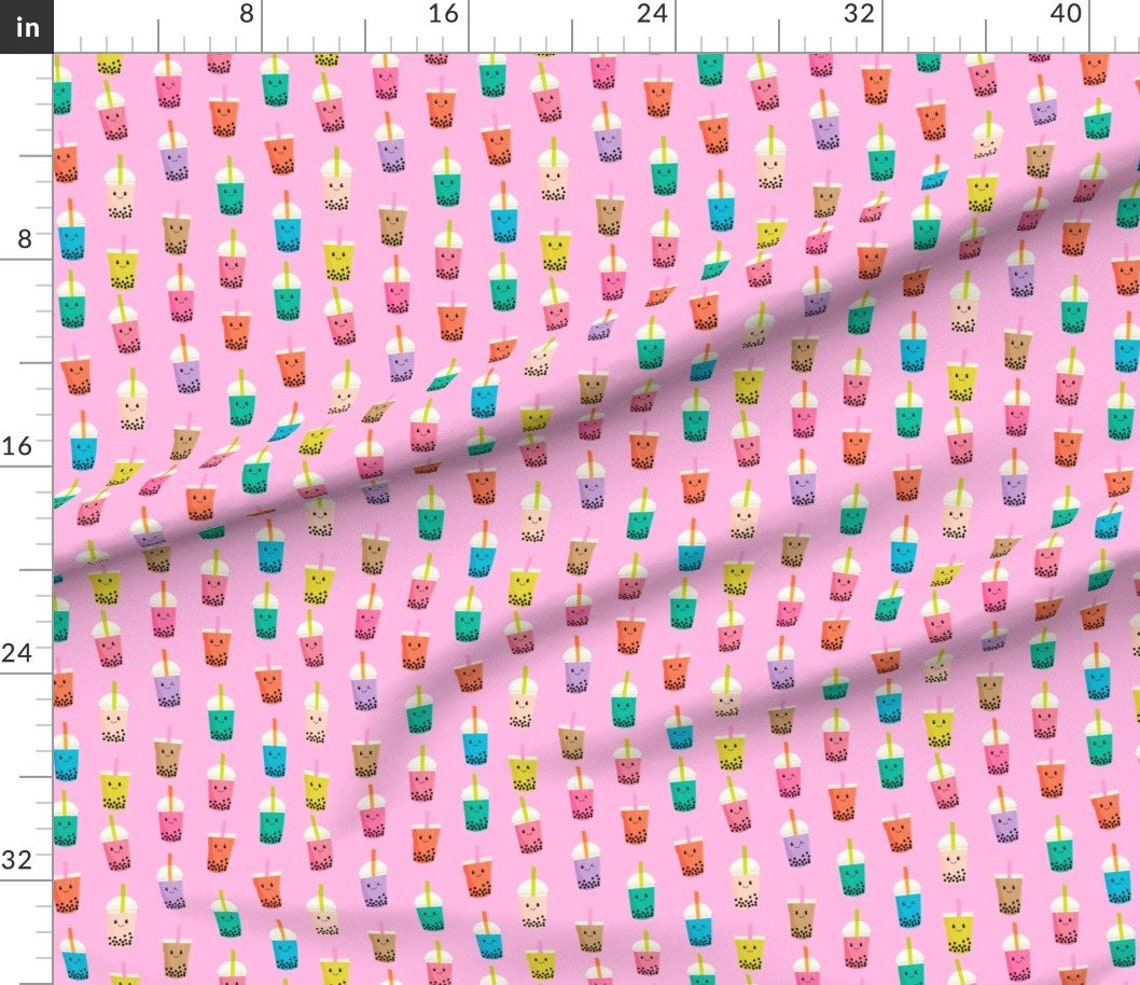 Boba Tea Fabric Boba Fabric Kawaii Fabric Cute Fabric - Etsy
