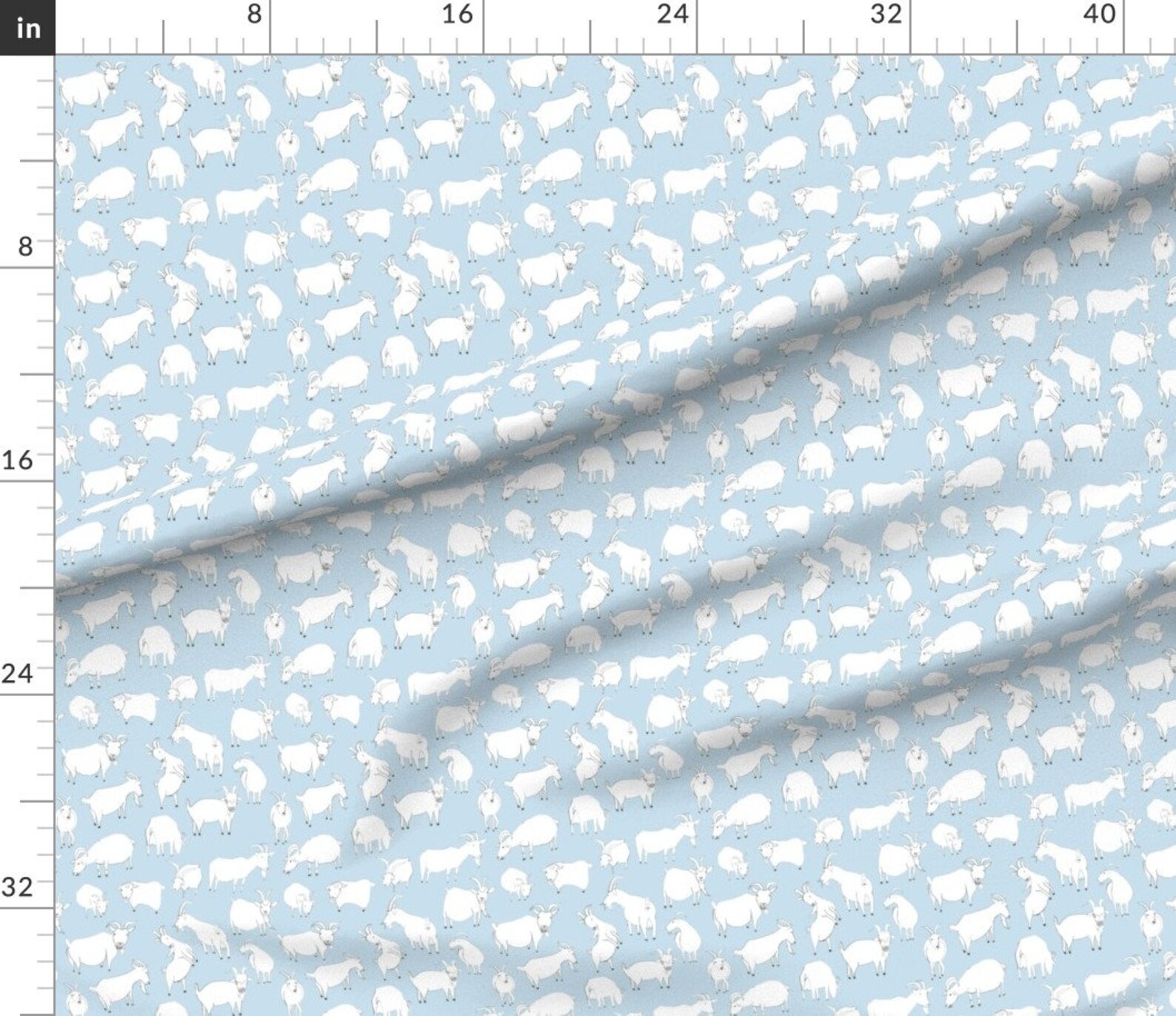 Baby Blue Goat Fabric Goats Playing Baby Blue by - Etsy