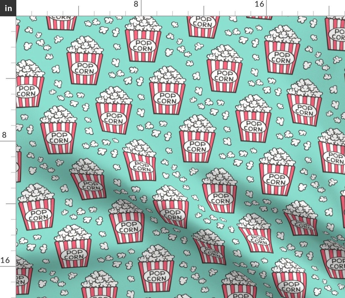 Popcorn Fabric Popcorn On Mint Green By Caja Design | Etsy