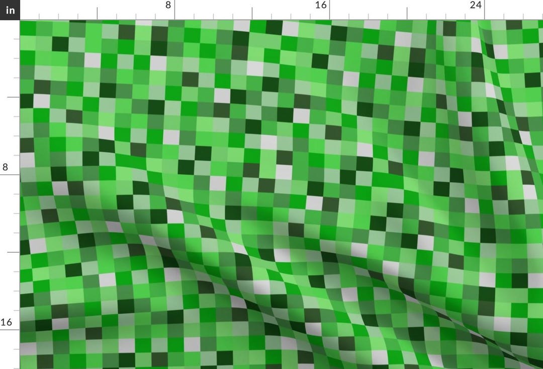 8-bit Fabric - 8-bit Dark Green Pixels- 3/4ths of an Inch by Joyfulrose ...
