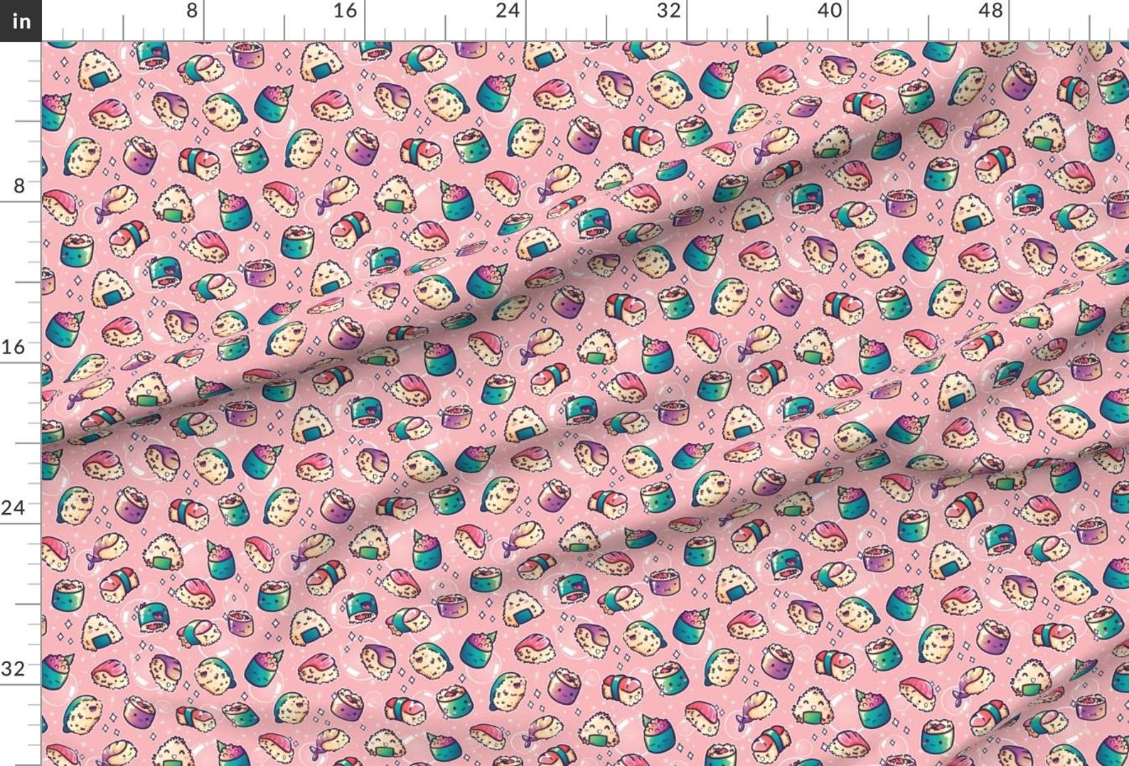Sushi Fabric - Sushi Sparkles by Electrogiraffe - Sushi Kawaii Japanese ...
