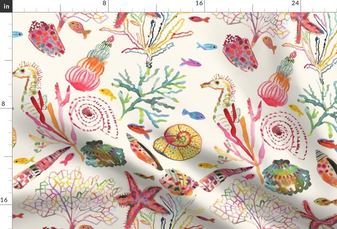 Seashells Fabric - Seashells by Subhashini_narayanan - Watercolor ...