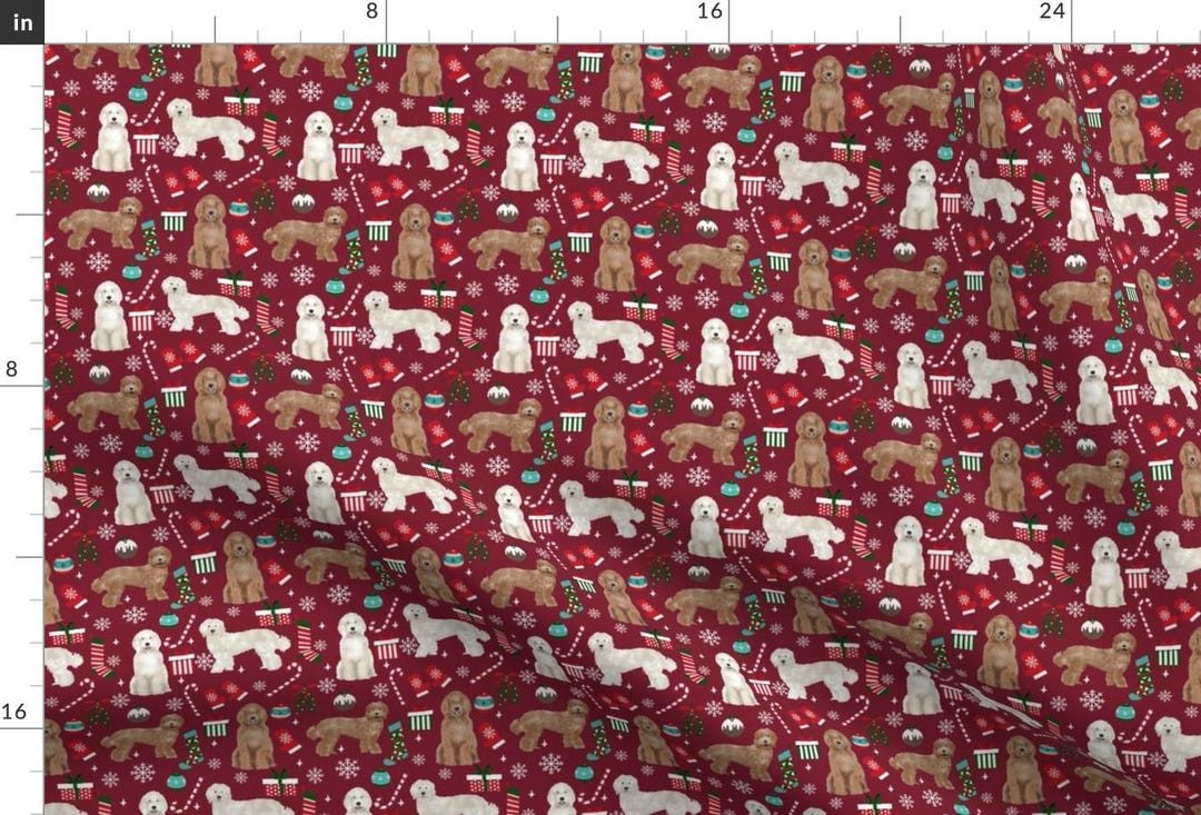 Labradoodle Fabric - Labradoodle Dog Breed Fabric Christmas Stockings ...