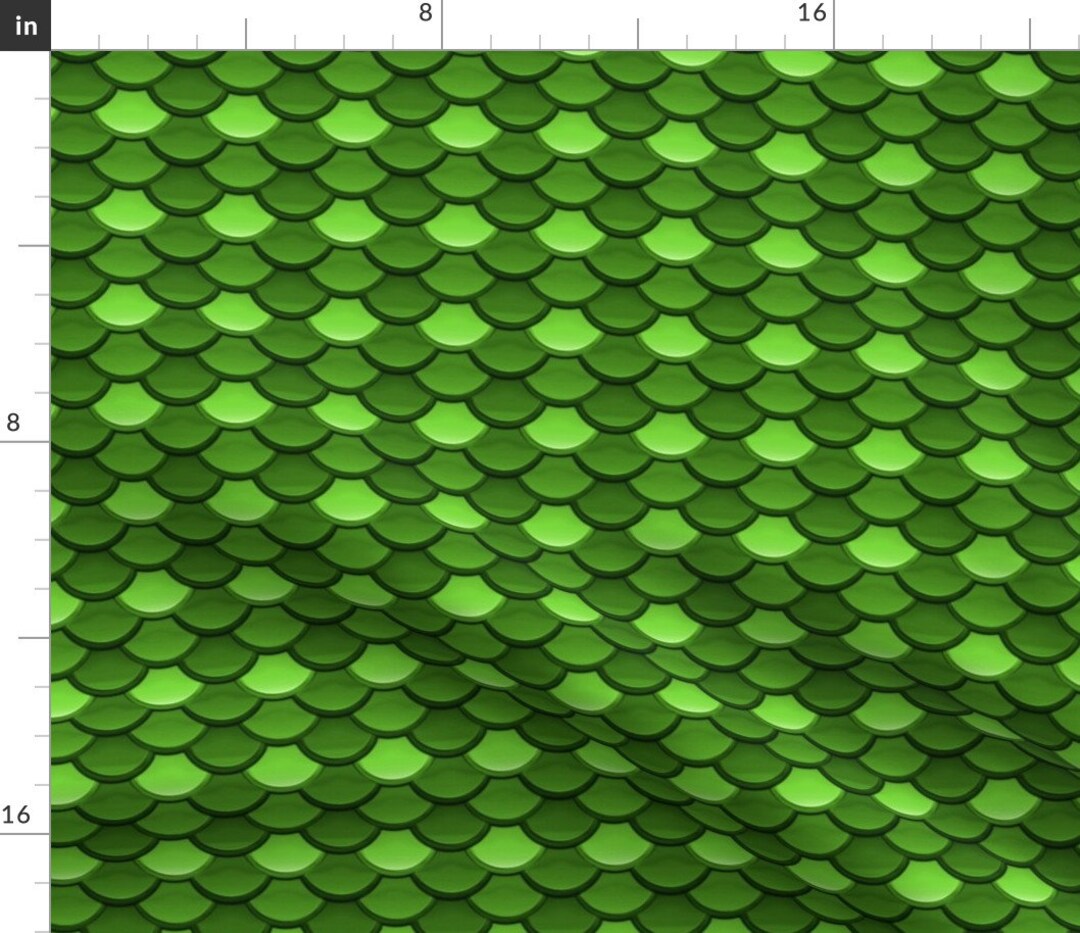 Green Abstract Scales Fabric Green Forest Dragon Scales by ...