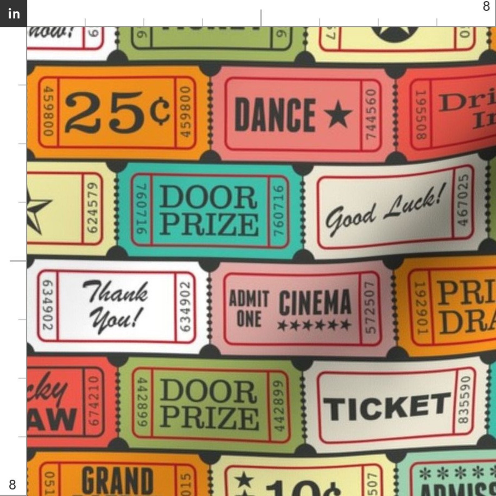 Ticket Fabric Winning Ticket by Cynthiafrenette Retro | Etsy