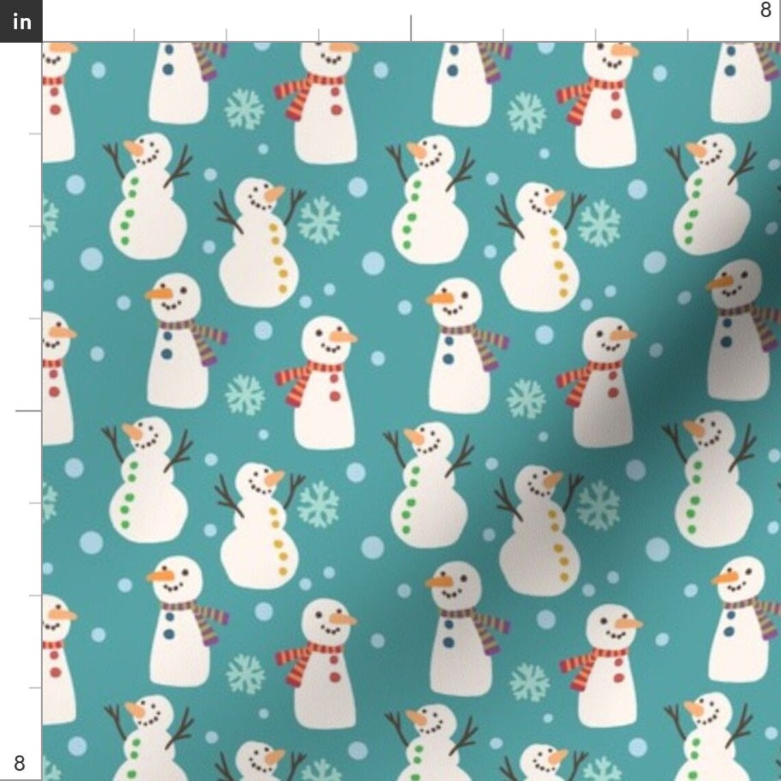 Holiday Fabric Cute Winter Holiday Snowmen By Khaus | Etsy