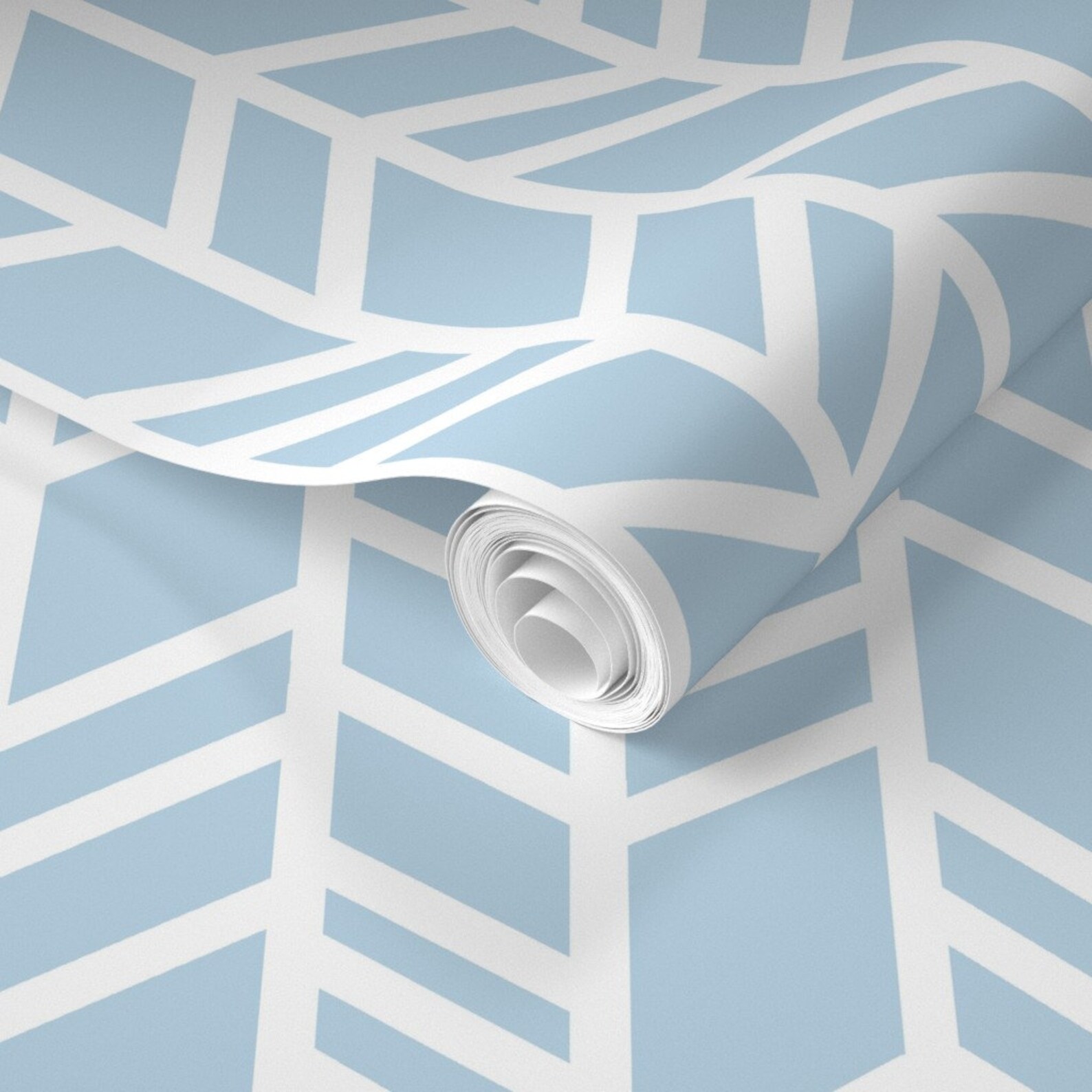 Chevron Wallpaper Herringbone Baby Blue and White by - Etsy