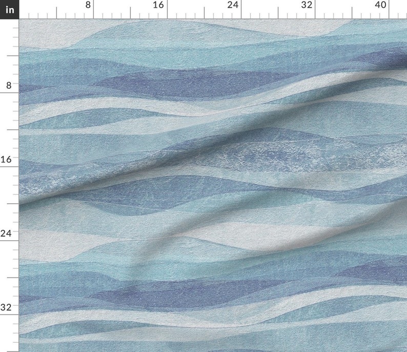 Abstract Ocean Wave Fabric Wave Sky Blue Sea by Wren_leyland - Etsy