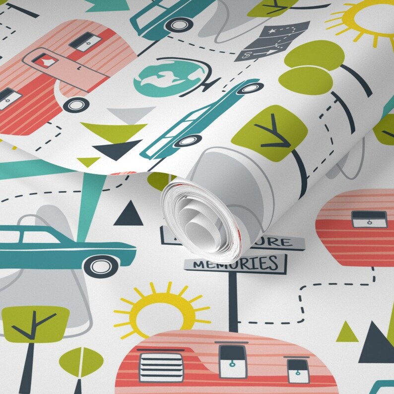 Camping Wallpaper Road Trip Retro Summer Camping by - Etsy
