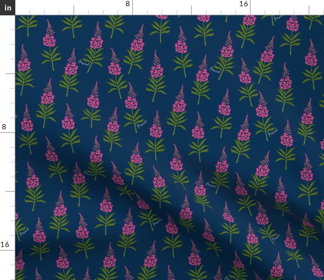 Pink Fireweed Fabric Spring Fireweed by Aspen Redesign Bright Pink ...