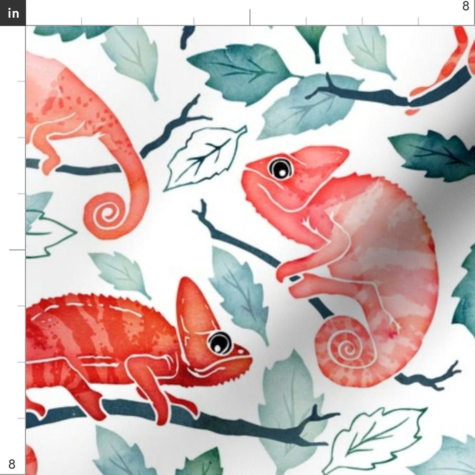 Chameleon Fabric - Chameleon Garden by Adenaj - Watercolor Peach Pink ...