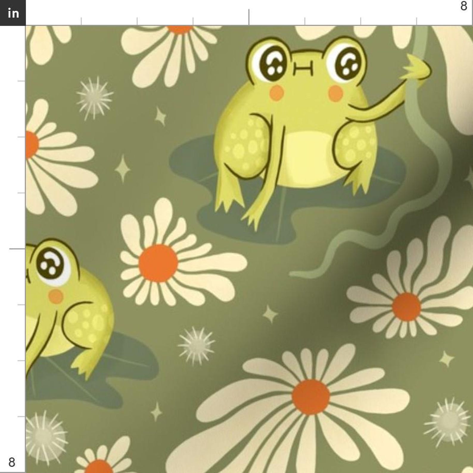 Retro Apparel Fabric - Floral Frogs Medium by Myzoetrope - Psychedelic ...