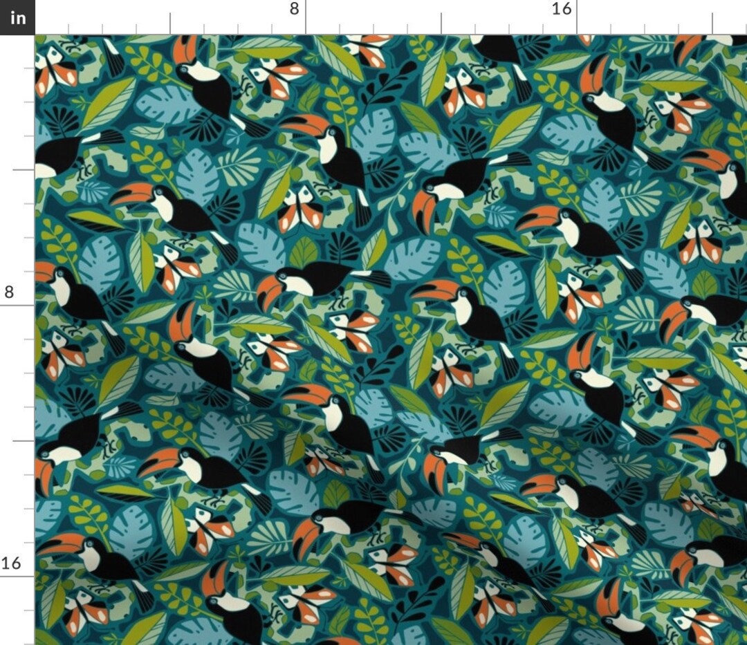 Rainforest Fabric Toucan Tropics Rainforest Jungle Birds by ...