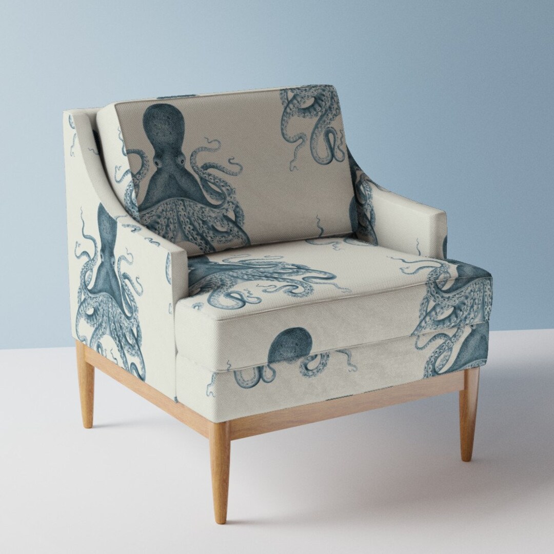 Vintage Octopus Upholstery Fabric Octopus in Sea by Willowlanetextiles ...