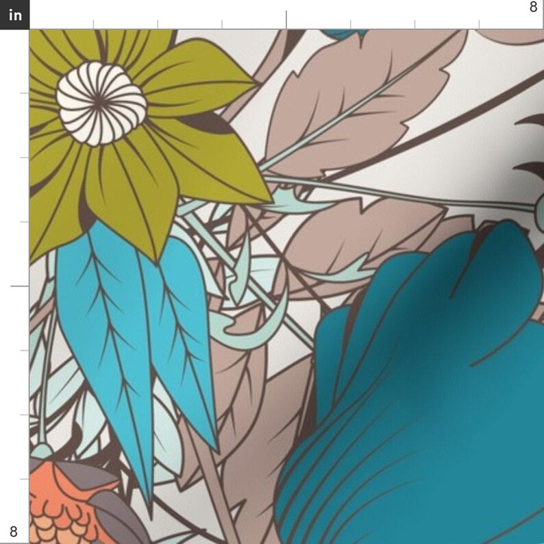 Botanical Garden Fabric Botanical Pattern 011 by Bluelela | Etsy