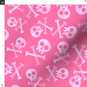 Pink Skull Fabric Cute Pink Skulls and Bones by Ksanask - Etsy