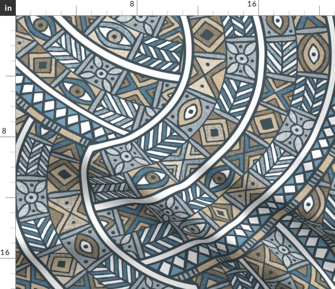 African Inspired Fabric Oba Zinc by Spellstone Earth Tone Geometric ...