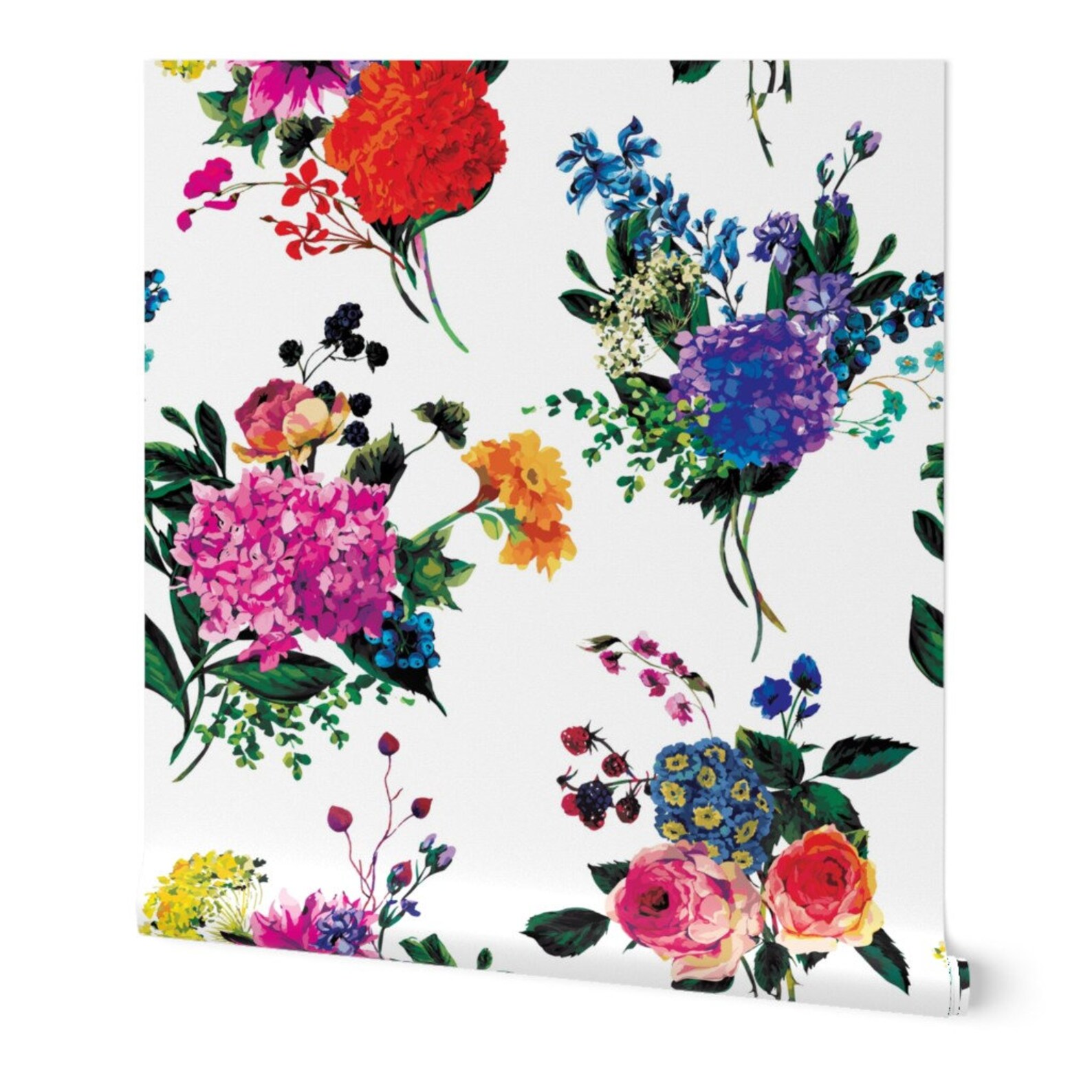 Bouquet Floral Wallpaper Floral Fantasy by Bownut Modern - Etsy