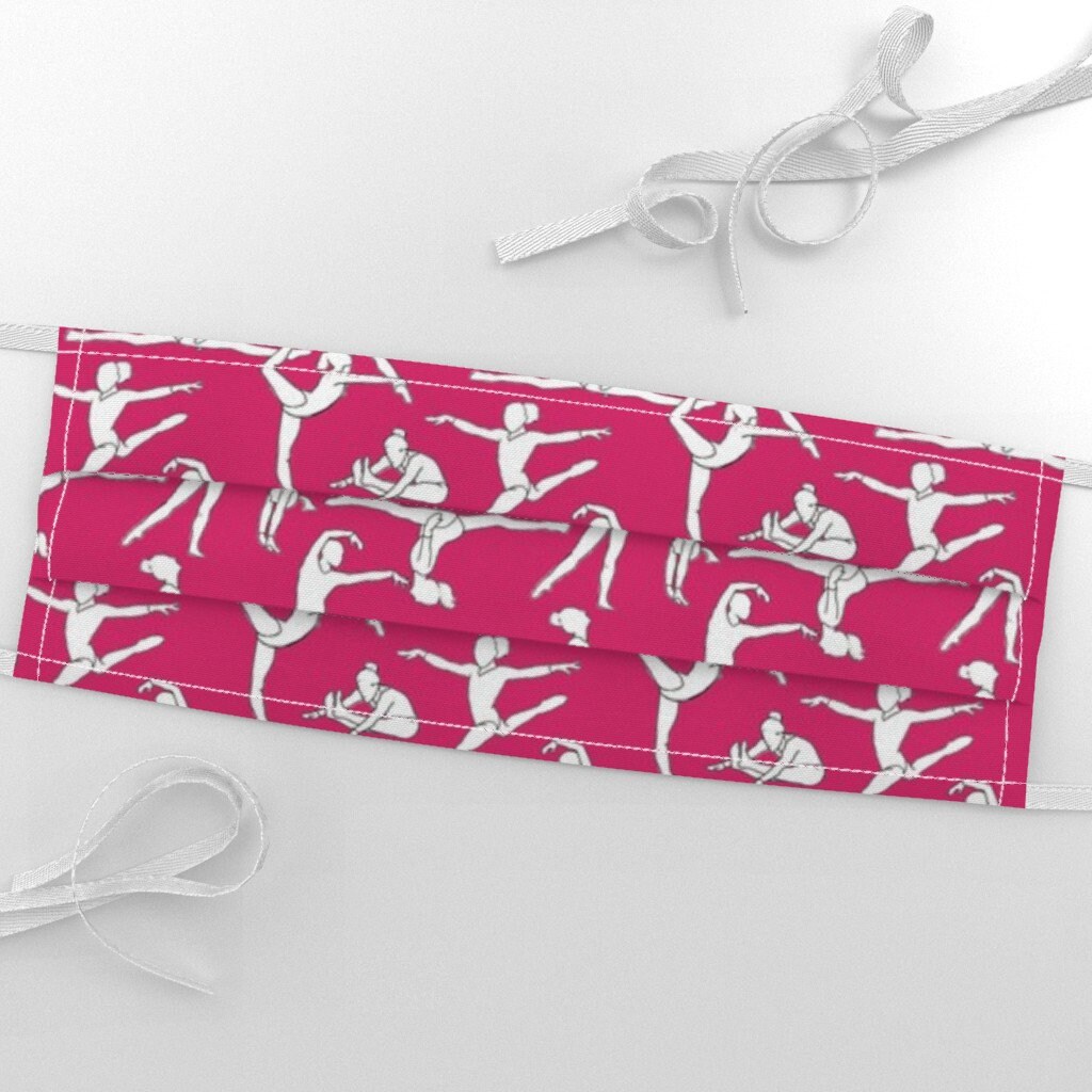 Tumbling Gymnastics Fabric Gymnasts on Magenta by | Etsy