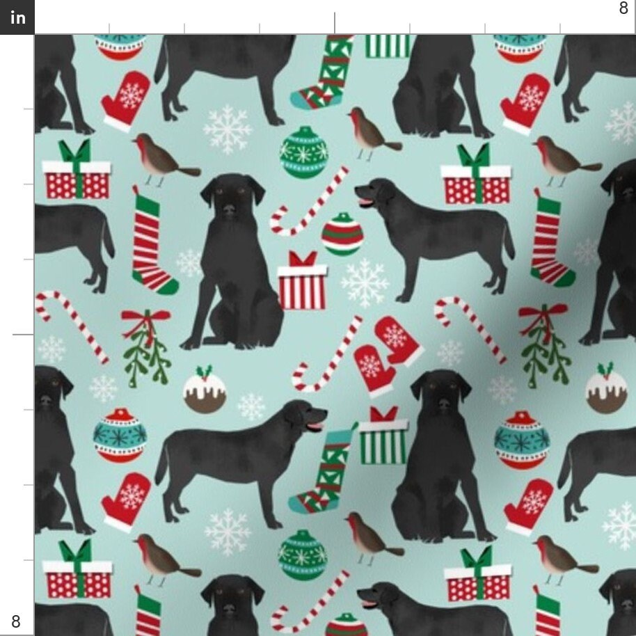Black Lab Fabric Black Lab Winter Retriever Fabric by | Etsy