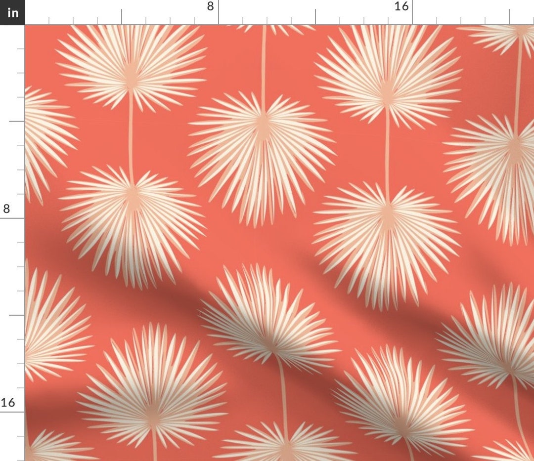 Cream Palm Fronds Fabric Coastal Coral Palm by Deborahrichmond Coastal ...