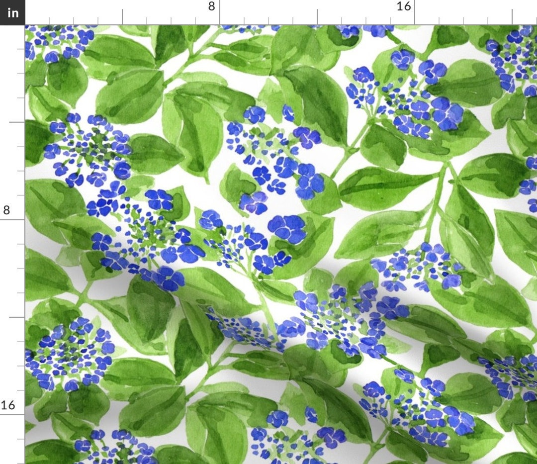 Watercolor Hydrangea Fabric Watercolour Hydrangea by Karinka Watercolor ...