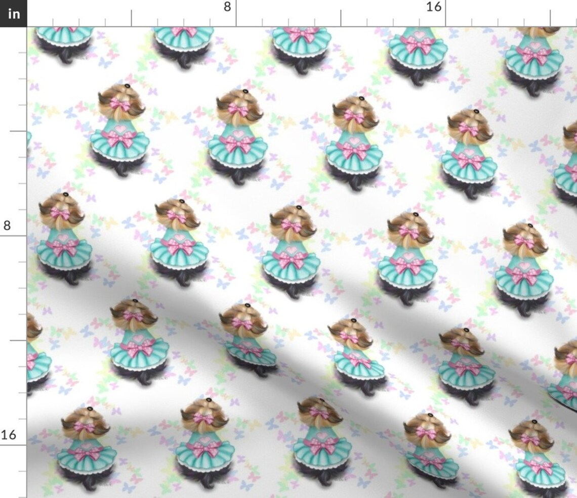 Yorkie Fabric Miss Pretty by Catialee Yorkshire Terrier - Etsy