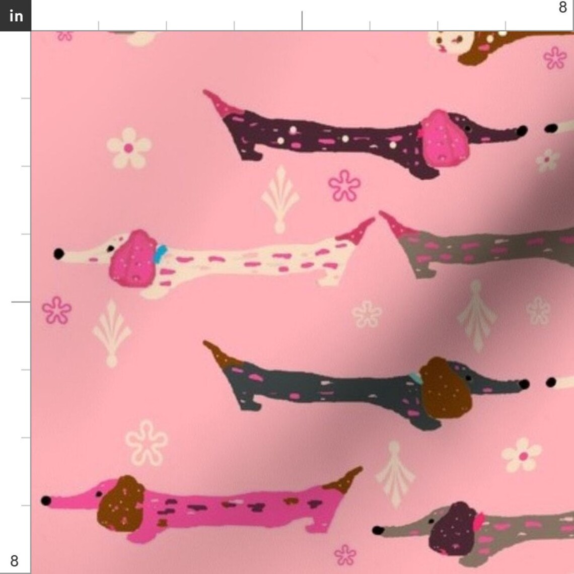 Dappled Dachshund Fabric Dappled Dachshunds on Pink by | Etsy