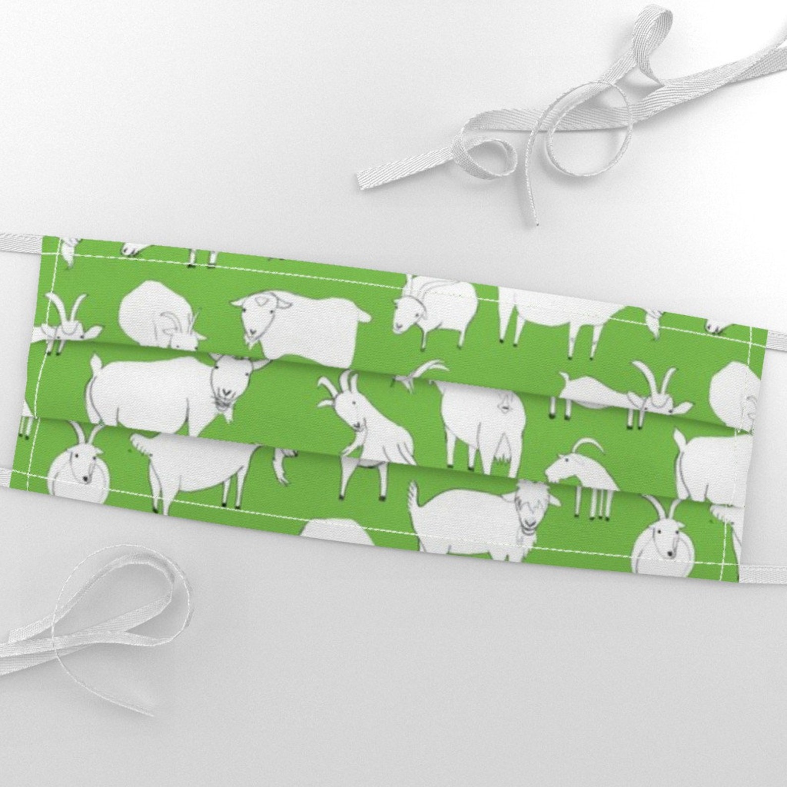 Goat Fabric Green Goats Playing by Crumpetsandcrabsticks - Etsy