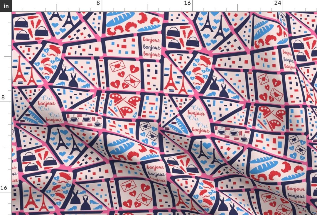 Whimsical Fabric - Pink Paris Map by Jasmin_blooms_designs - Paris ...