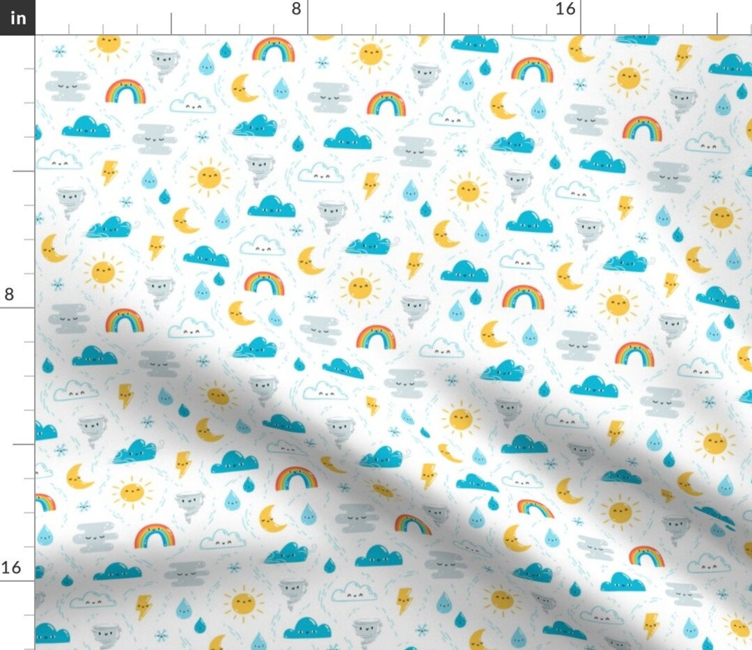 Kids Weather Fabric Fun Weather by Stolenpencil Sun Moon - Etsy