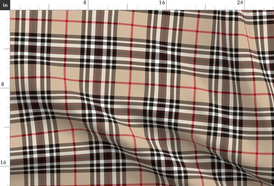 Classic Beige Plaid Fabric - Southdown Tartan by Weavingmajor - Tan ...