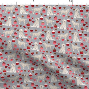 Golden Doodle Fabric Puppy Dog Valentines Candy Cupcakes Love Hearts ...