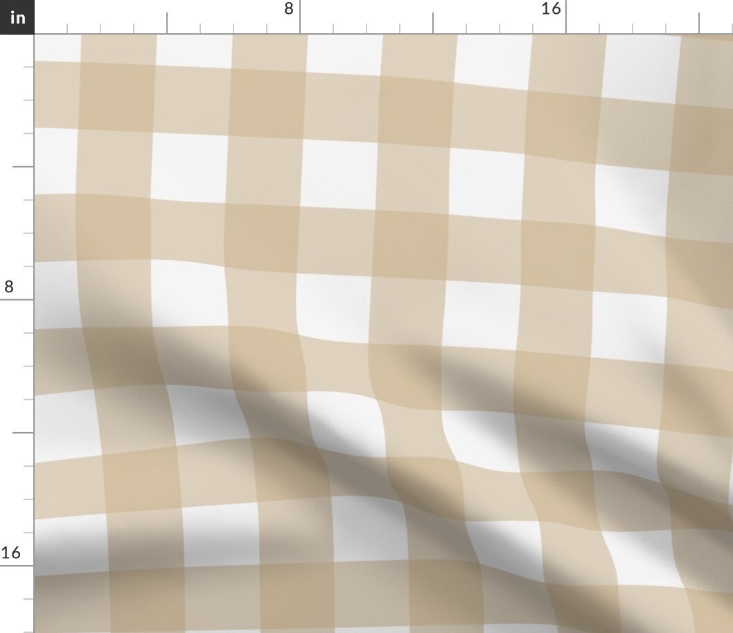Beige Gingham Fabric Buffalo Check in Bisque by - Etsy