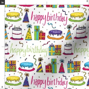 Happy Birthday Fabric Birthday by Lprspr Birthday Cake - Etsy
