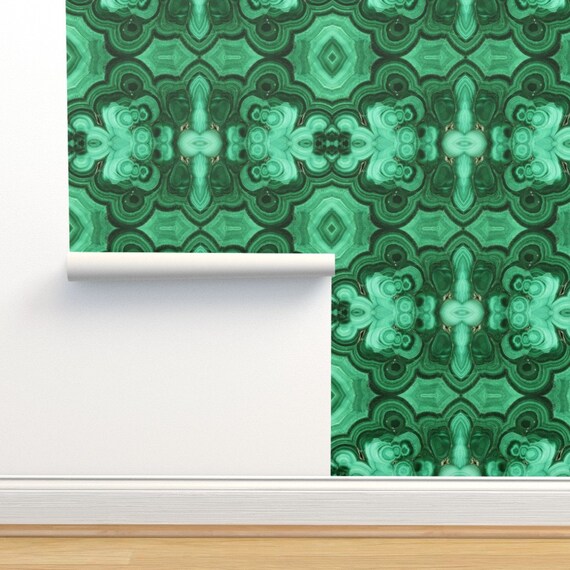 Mirrored Malachite Wallpaper Malachite Large Scale by - Etsy