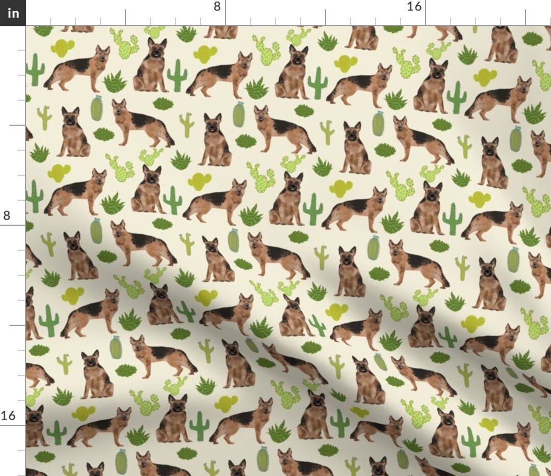 Succulent Shepherd Fabric German Shepherd Dog Cactus Desert Southwest ...