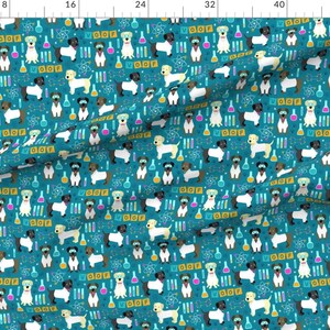 Dog Fabric - Lab Assistant by Robyriker - Teal Blue Science Math ...