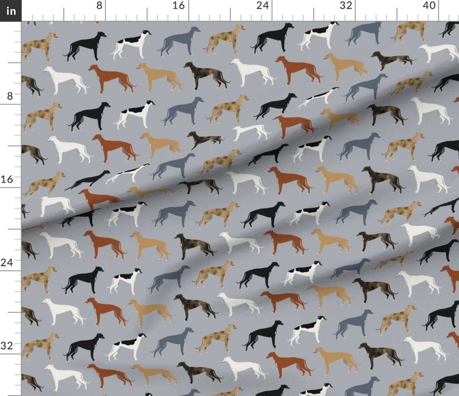 Greyhound Dog Fabric Greyhounds Fabric Larger Version by - Etsy