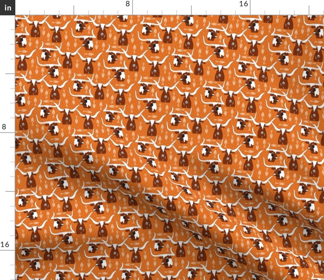 Orange Longhorn Steers Fabric Texas Longhorns Orange by - Etsy
