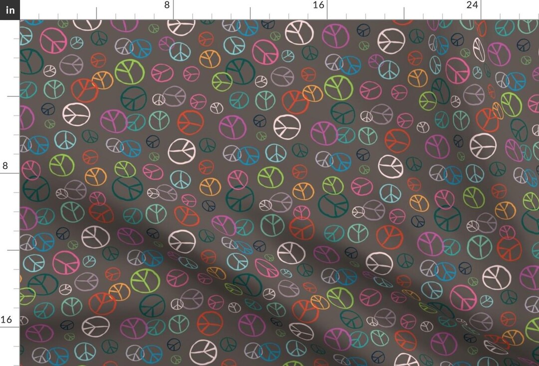Peace Fabric Sketchy Peace by Heidiryancreative Multicolor Peace Hippie ...